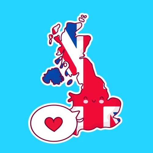 Cute happy funny united kingdom map and flag Vector Image
