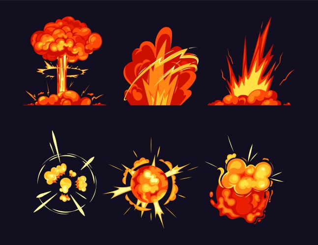 Cartoon motion explosions animated explosion shot Vector Image