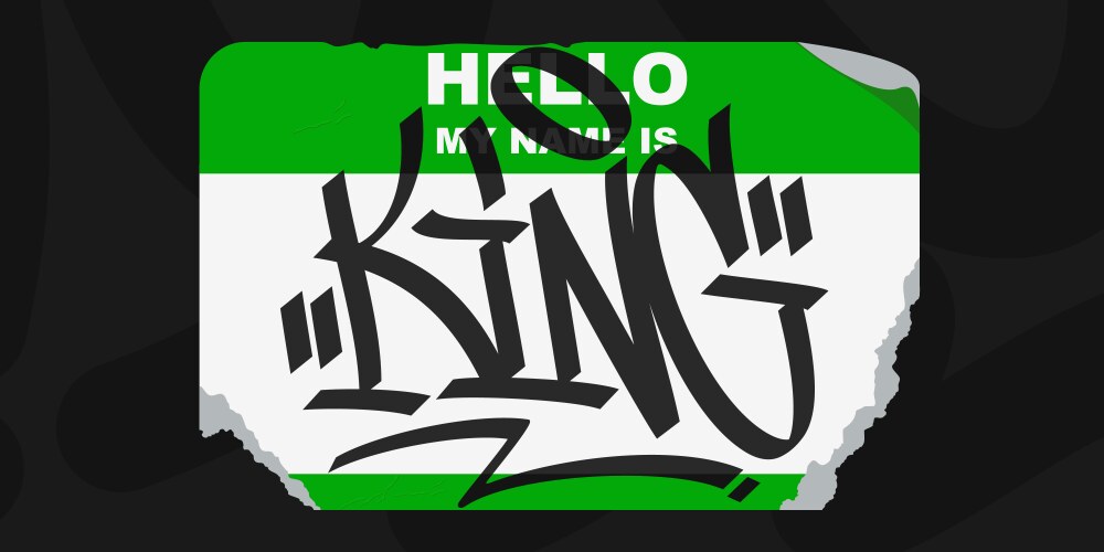 Graffiti style isolated sticker hello my name Vector Image