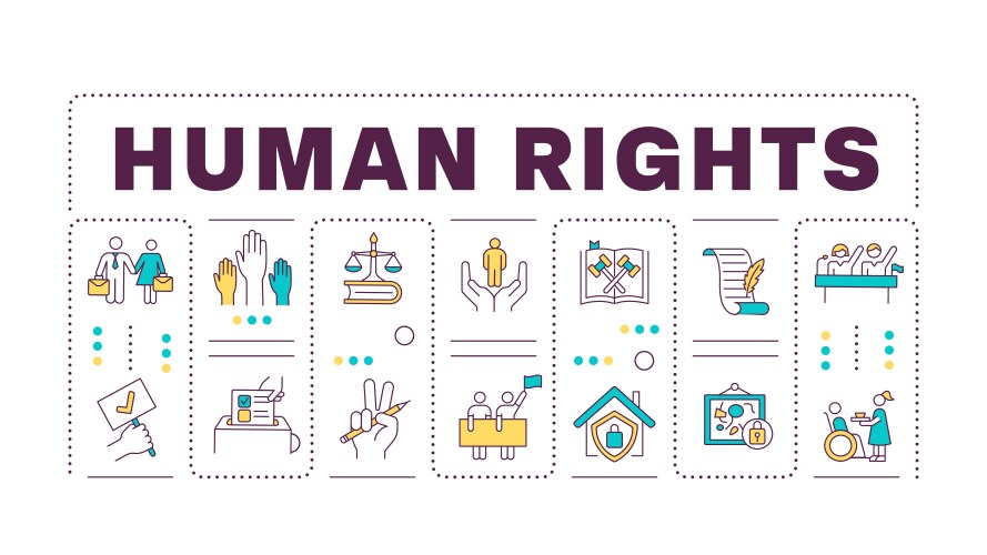 Human rights purple word concept Royalty Free Vector Image