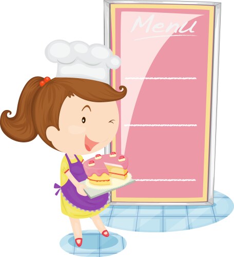 Cartoon chef with blank menu Royalty Free Vector Image