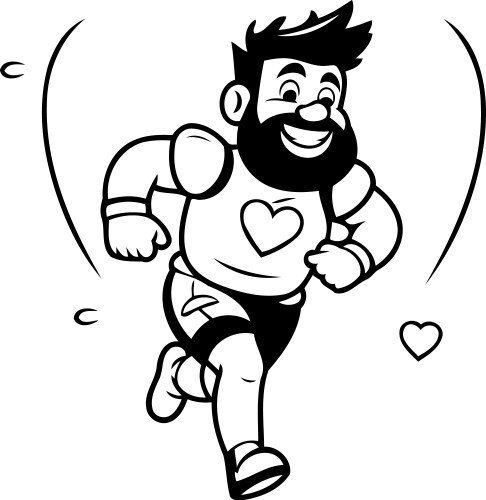 Running man with a heart in his hands on white Vector Image