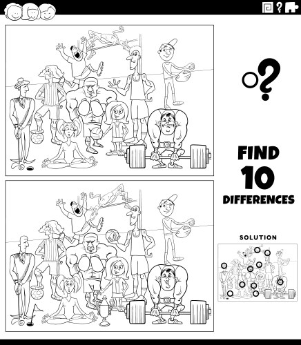 Find differences game with animals playing soccer Vector Image