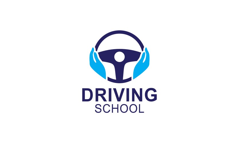 Driving school logo template steering wheel Vector Image