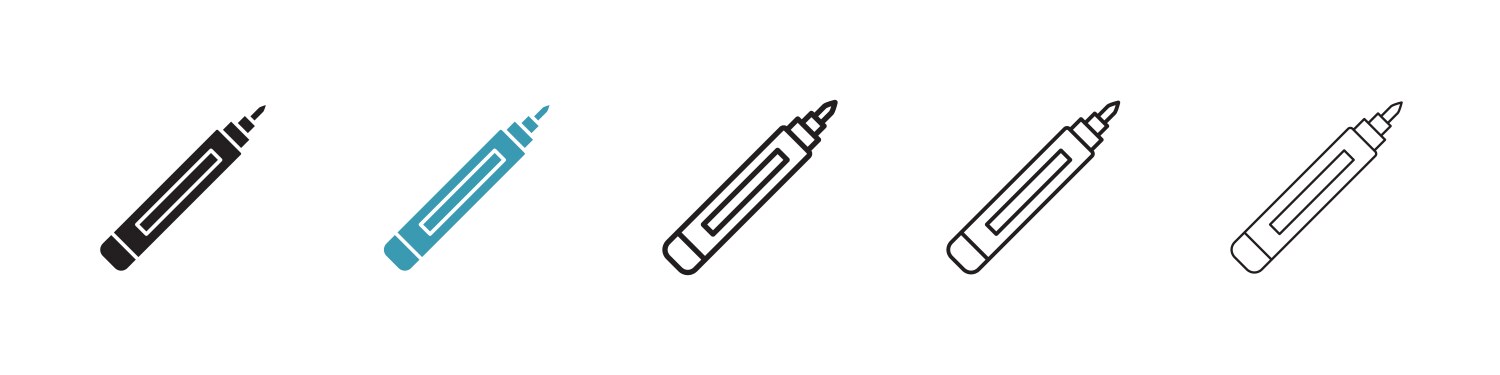 Marker icon set office highlighter pen symbol Vector Image