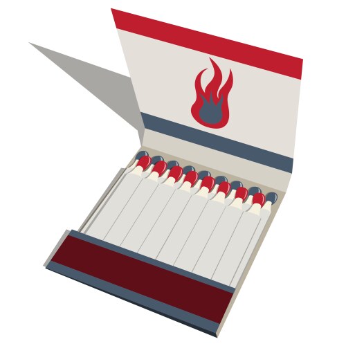 Matches and a matchbox icon Royalty Free Vector Image