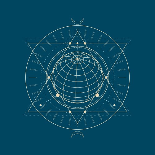 Mystical geometry symbol linear alchemy occult Vector Image