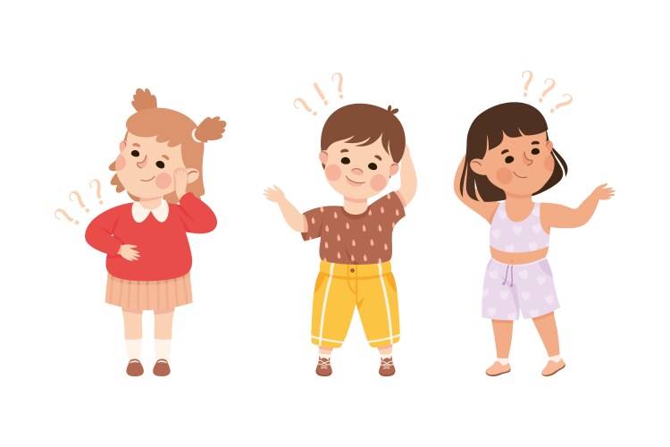 Little boy with speech bubble asking question Vector Image