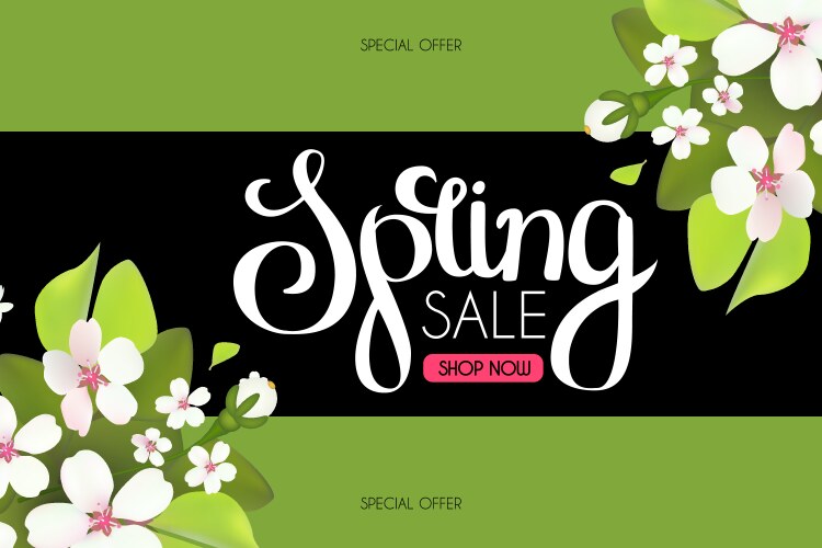 Spring sale seasonal offer poster template Vector Image