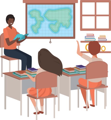 Teacher in classroom with students avatar Vector Image