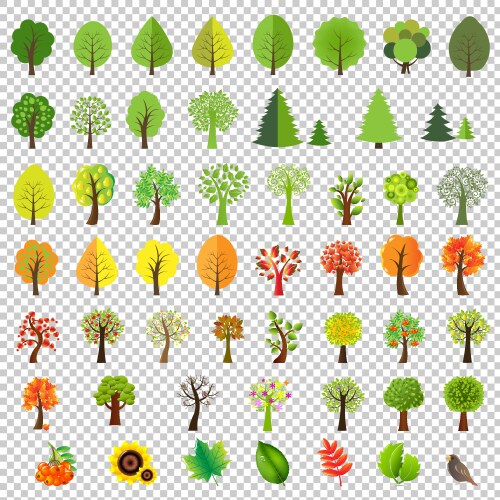 Big set tree Royalty Free Vector Image - VectorStock