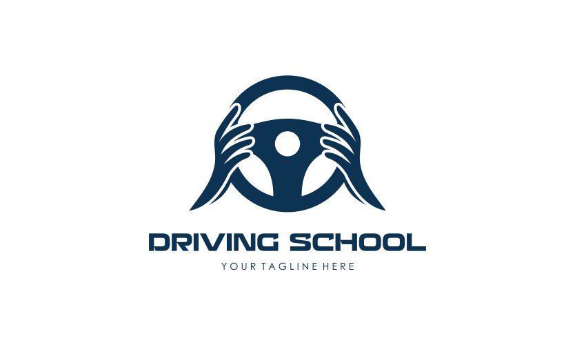 Driving school logo template steering wheel Vector Image