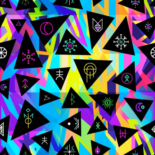 Psychedelic tribal triangles seamless pattern Vector Image