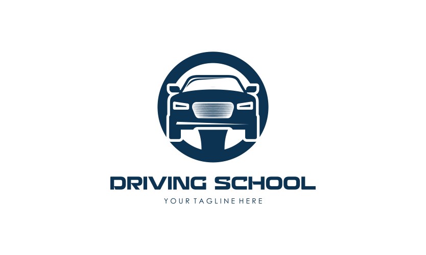 Driving school logo template steering wheel Vector Image