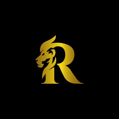 Initial r luxury lion head logo design Royalty Free Vector