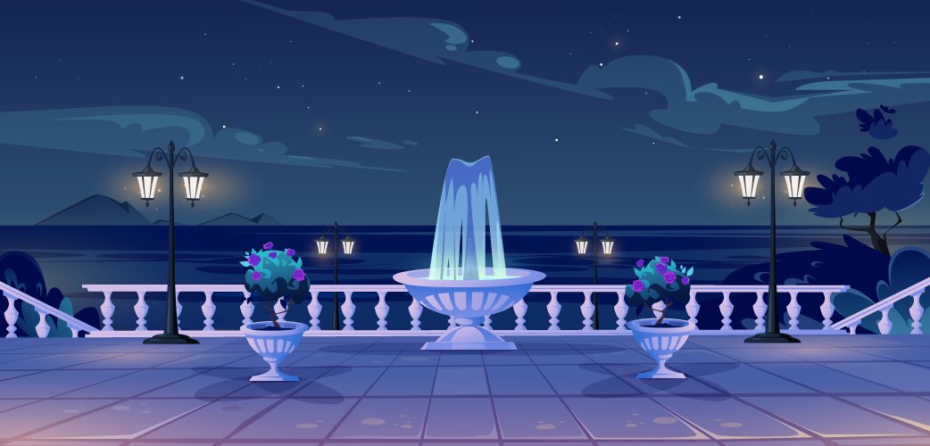 Picturesque quay at night Royalty Free Vector Image