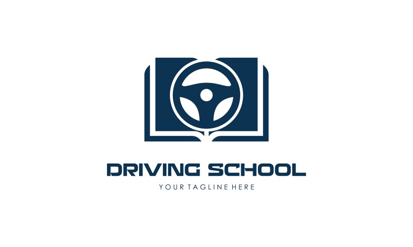 Driving school logo template steering wheel Vector Image