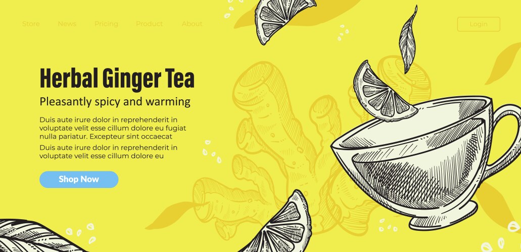 Herbal tea with mint and lemon labels emblems Vector Image