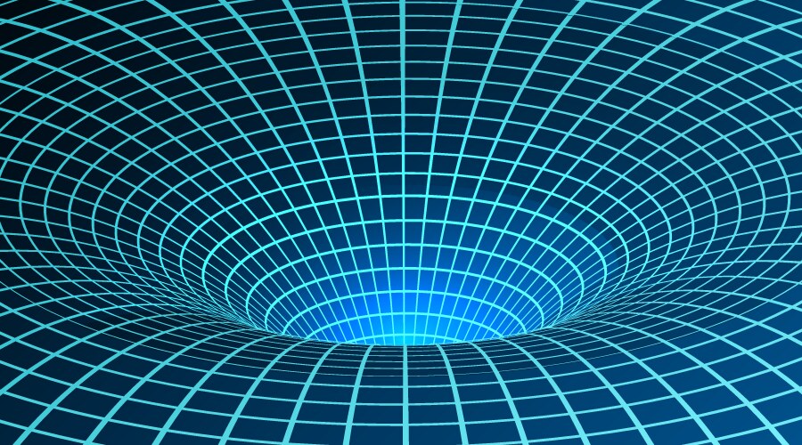 Abstract wireframe wormhole space curvature Vector Image