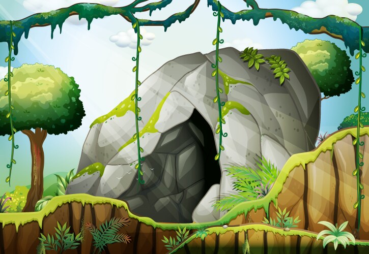 Cartoon cave isolated on white background Vector Image