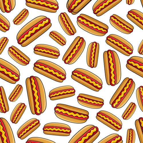 Fast food seamless pattern hamburger and hot dog Vector Image