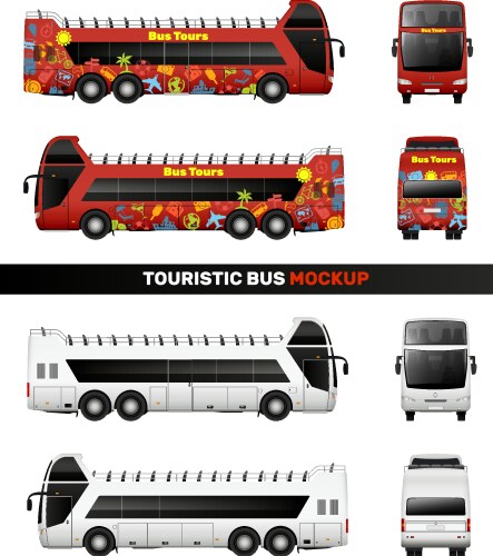 Realistic white bus mock-up Royalty Free Vector Image