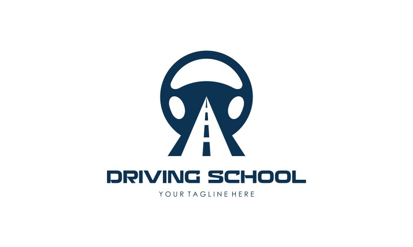 Driving school logo template steering wheel Vector Image