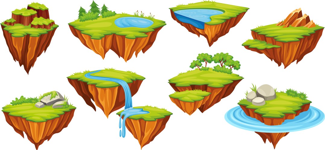 Flying ground platforms cartoon floating Vector Image