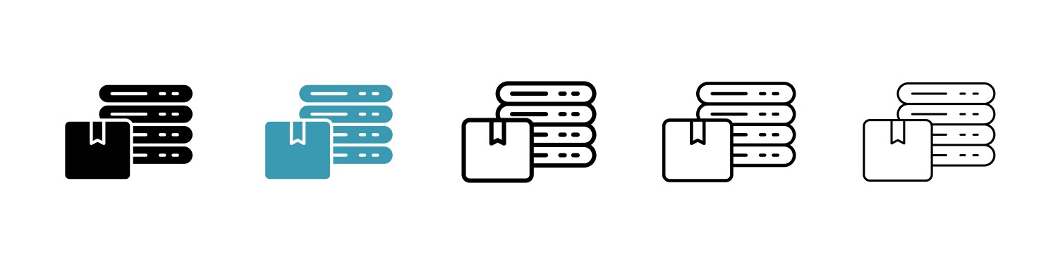 Master data icon set management server Royalty Free Vector