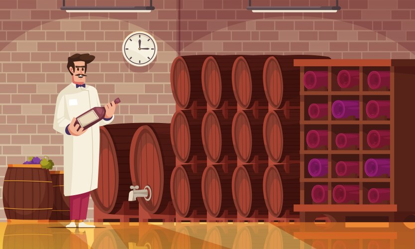 Wine cartoon scene Royalty Free Vector Image - VectorStock