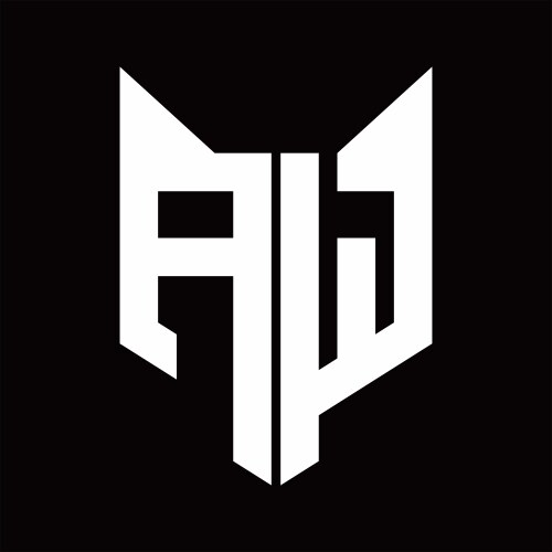 Aw logo monogram with shield line and 3 arrows Vector Image