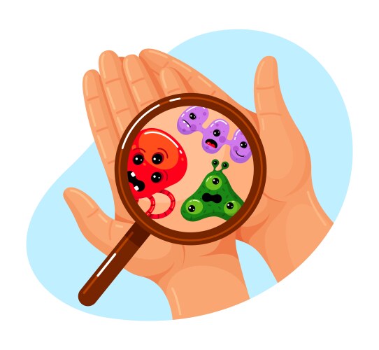 Bacteria on human hand Royalty Free Vector Image