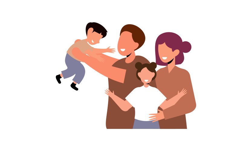 Happy big families hug Royalty Free Vector Image