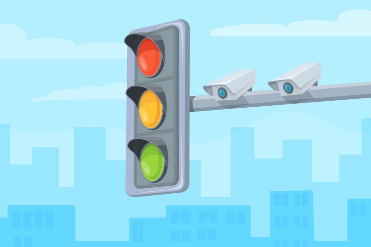 Cartoon traffic lights Royalty Free Vector Image