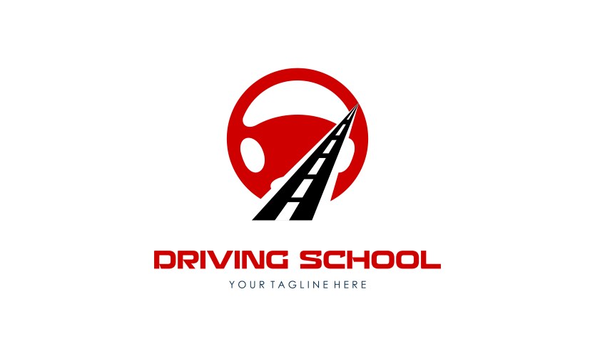 Driving school logo template steering wheel Vector Image