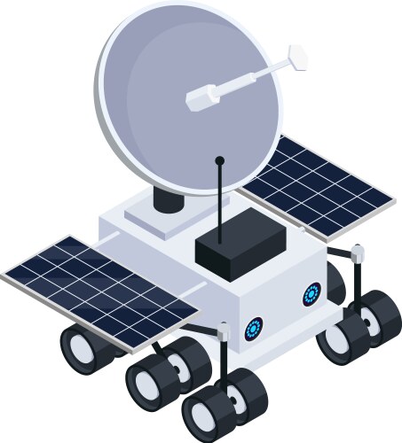 Space rover with round antenna vehicle Royalty Free Vector