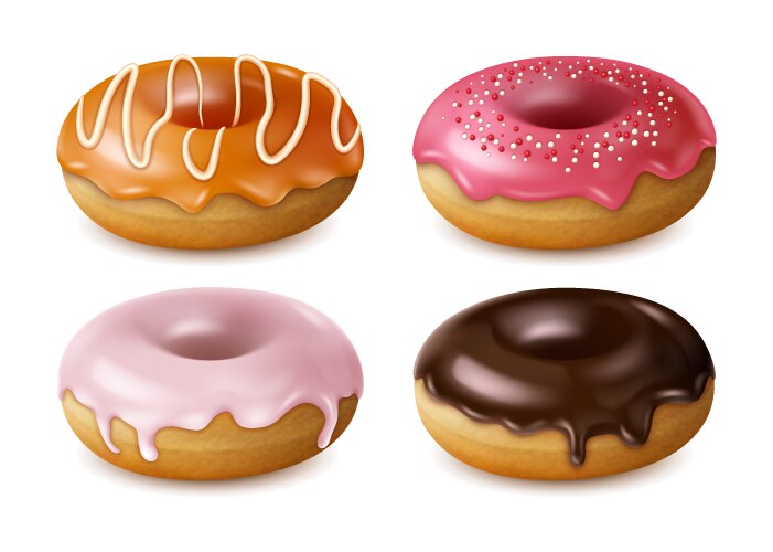 Donut toppings realistic set Royalty Free Vector Image