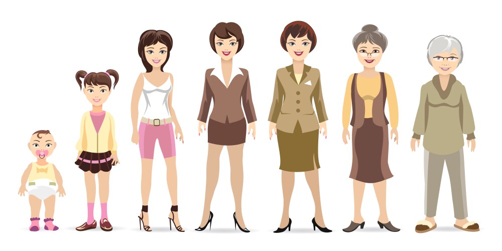 Generations woman stages of development Royalty Free Vector