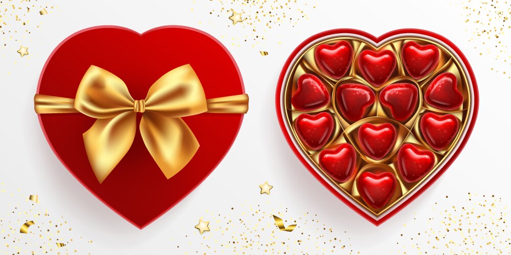 Box chocolate sweets in heart shape Royalty Free Vector