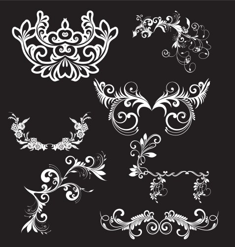 Floral lines filigree design elements Royalty Free Vector