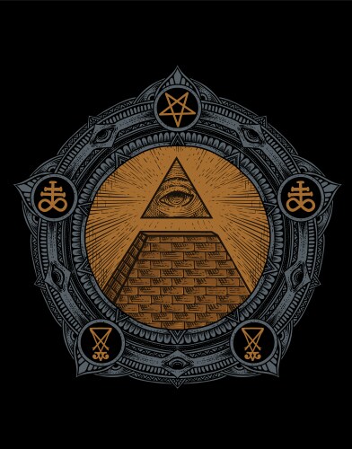 Badass demon with circle mandala Royalty Free Vector Image