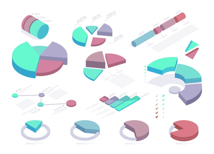 Isometric data analysis charts statistic diagram Vector Image Isometric data analysis charts statistic diagram Vector Image