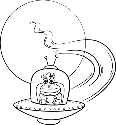 Alien cartoon character coloring page Royalty Free Vector