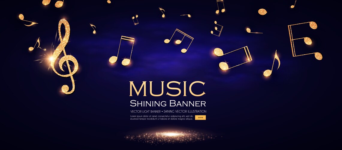 Gold Music Notes Shining Background Royalty Free Vector