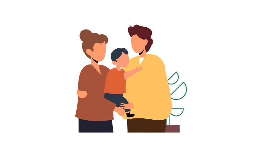 Happy big families hug Royalty Free Vector Image
