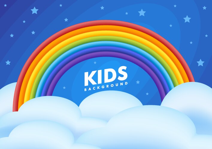 Happy kids playing superhero with sky scenery Vector Image