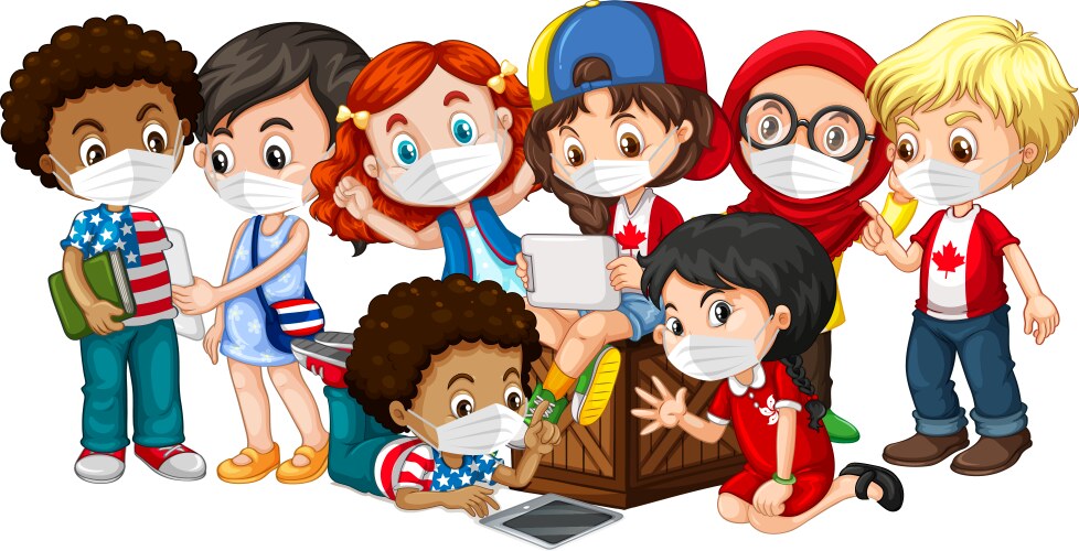 Muslim boy character wearing mask Royalty Free Vector Image