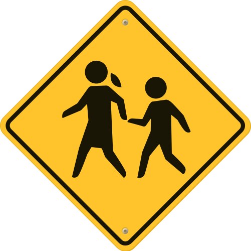 School Crossing Warning Sign Royalty Free Vector Image
