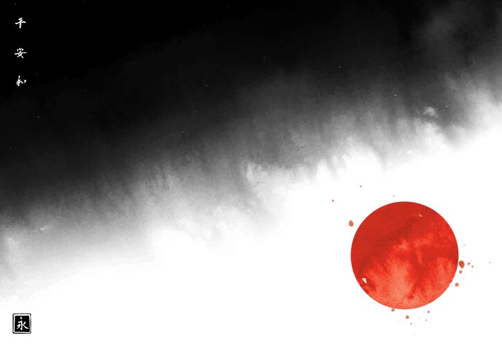 Abstract black ink wash painting with big splash Vector Image