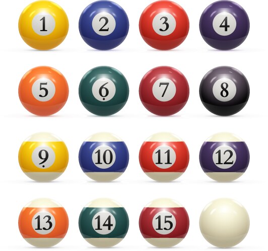 Colorful billiard balls with numbers Royalty Free Vector